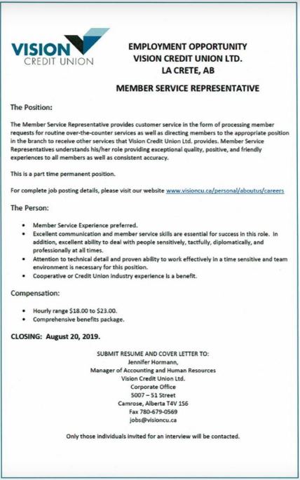 Job Board | La Crete & Area Chamber of Commerce