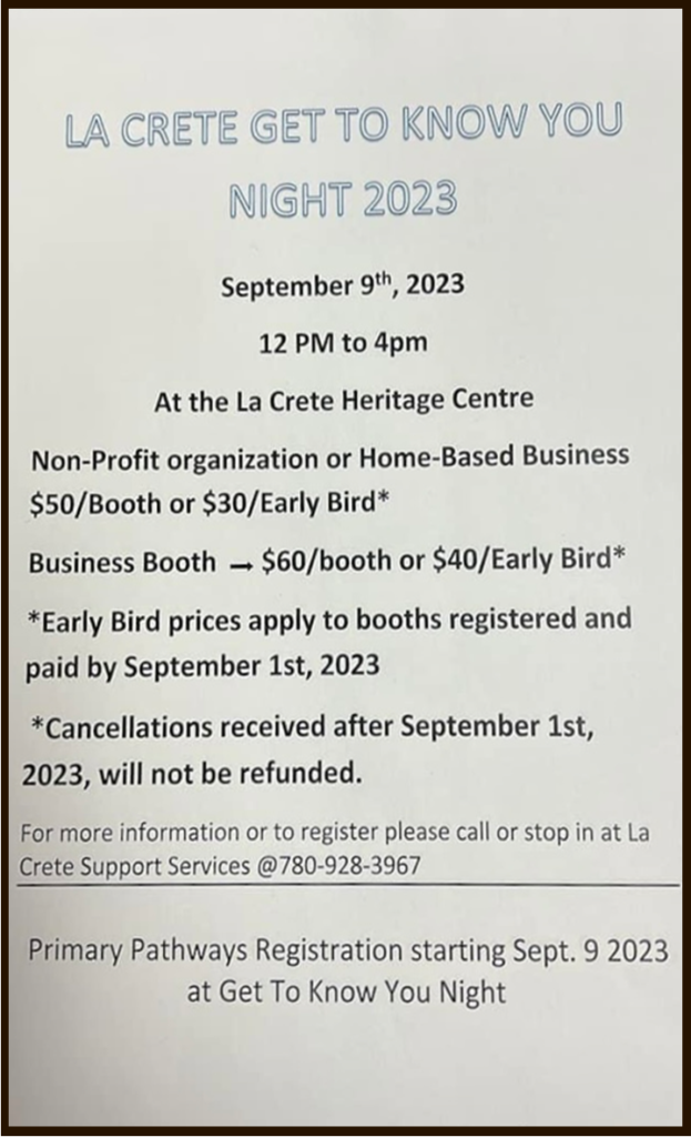 La Crete Community Events | La Crete & Area Chamber of Commerce